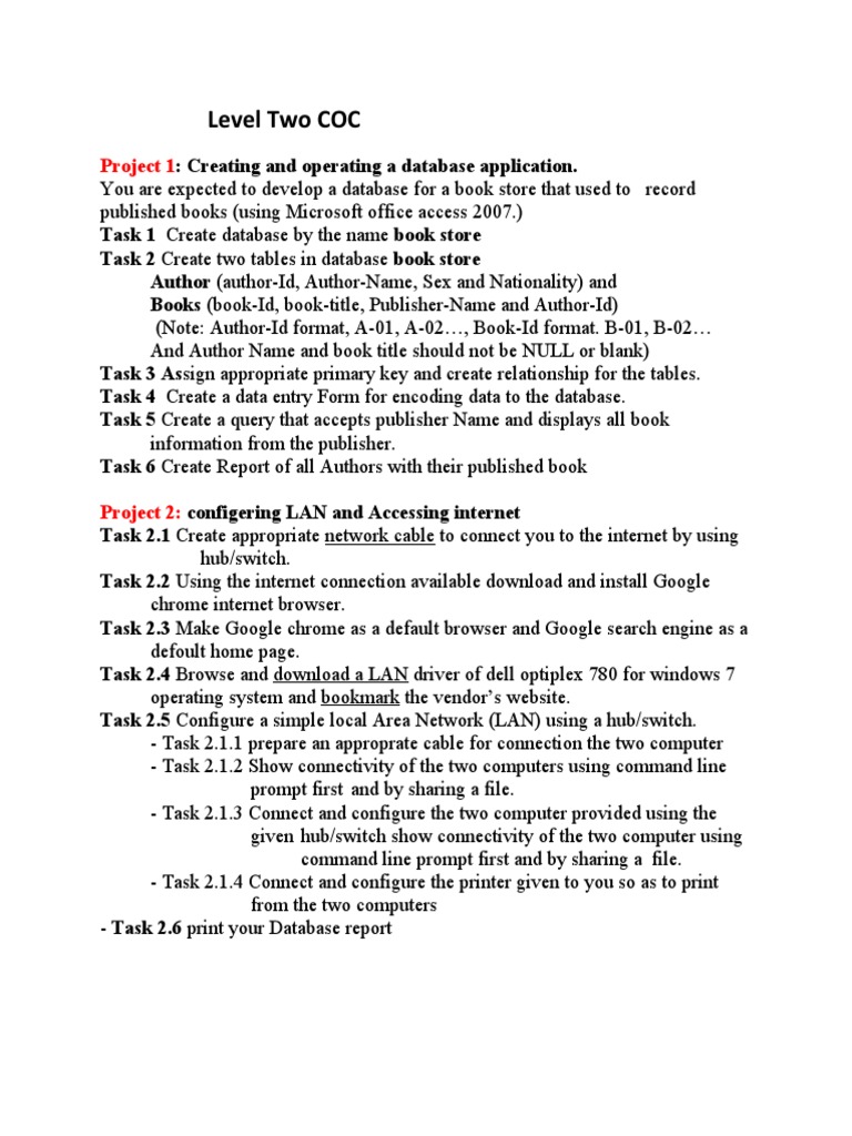 LEVEL 2 Exercise For COC | PDF | Databases | Internet