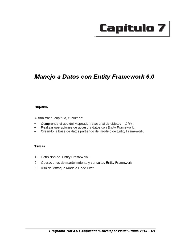 Capitulo 7 Entity Framework 60 C Pdf Marco De La Entidad Consulta Integrada De Idiomas 