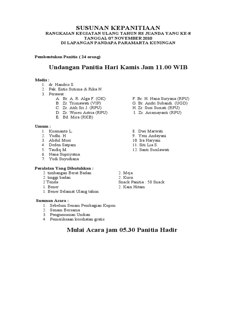 Susunan Kepanitiaan | PDF