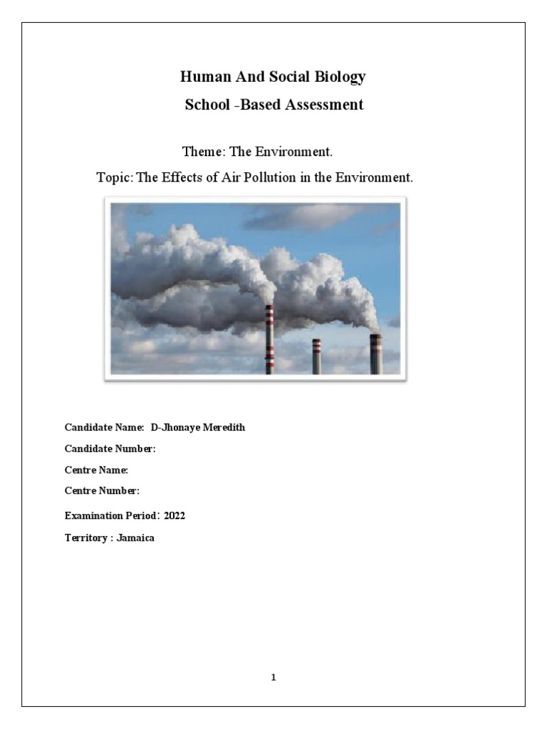 Human and Social Biology SBA | PDF | Waste | Pollution