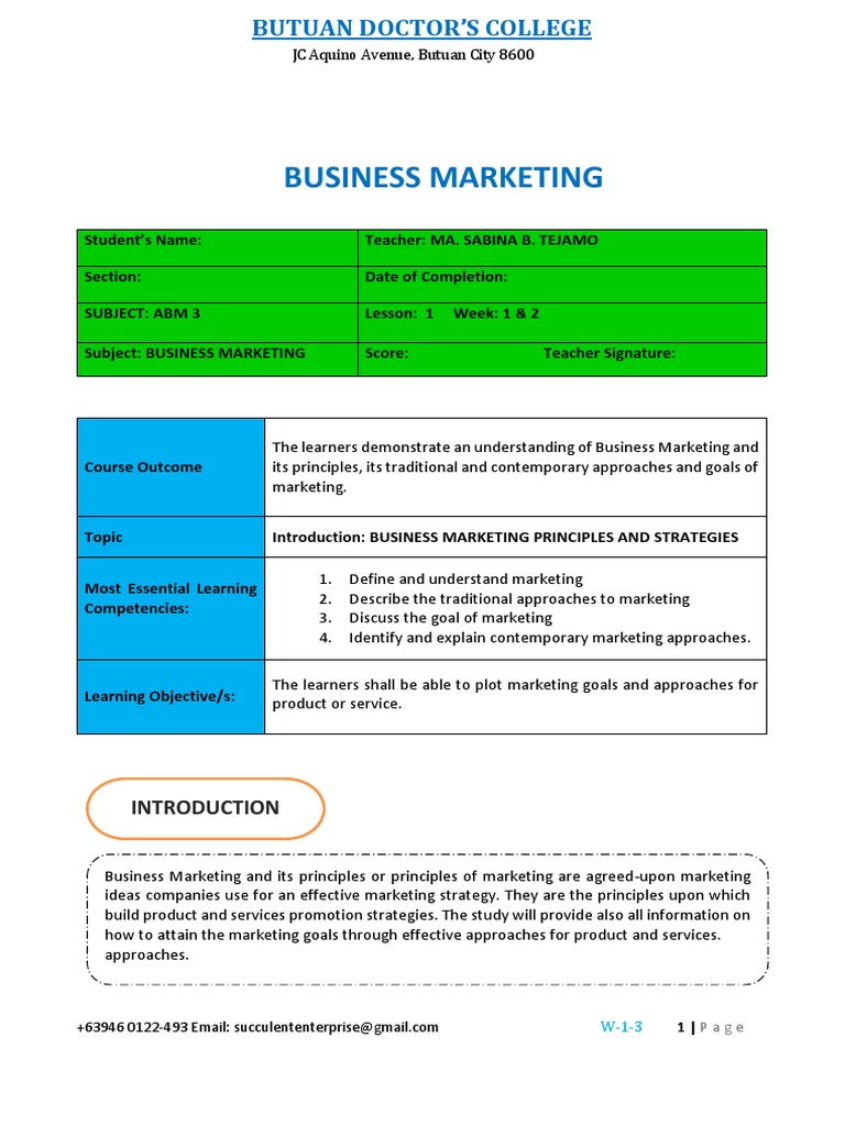 Business Marketing Principles Overview | PDF | Marketing | Value ...