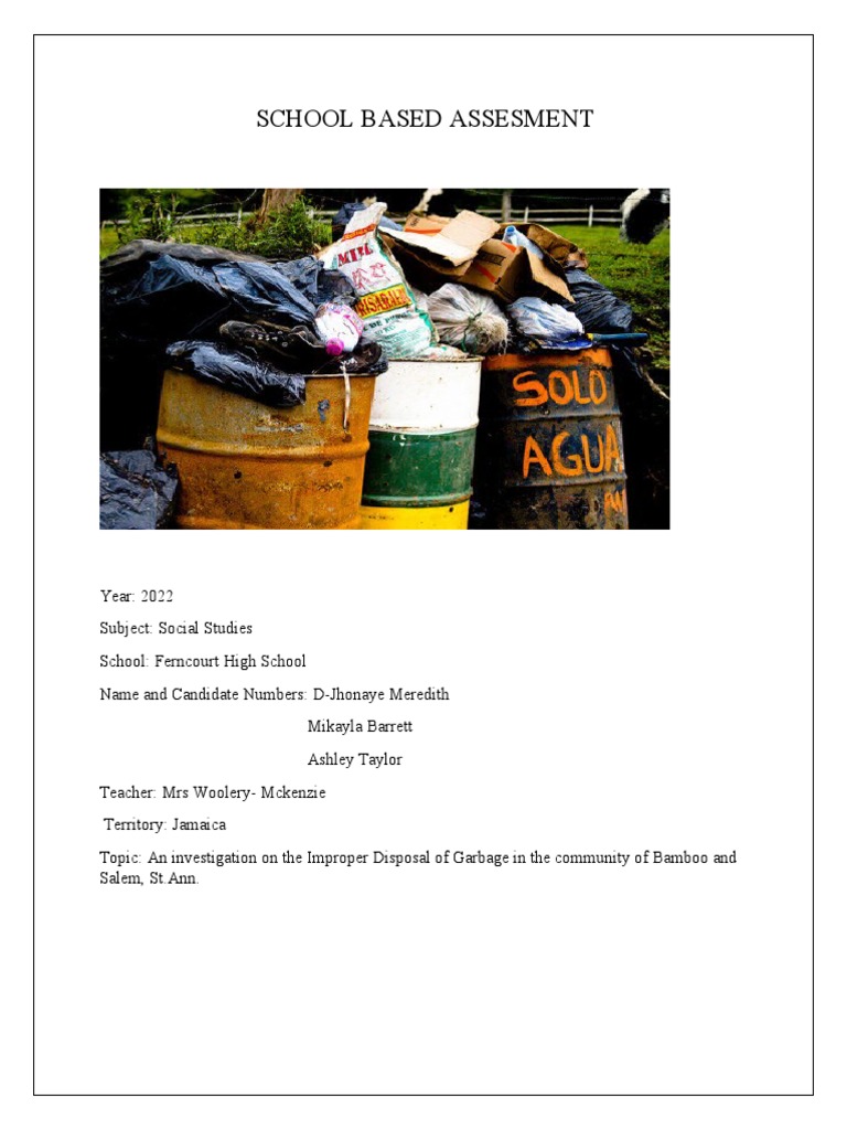 Social Studies SBA | PDF | Waste Management | Pollution