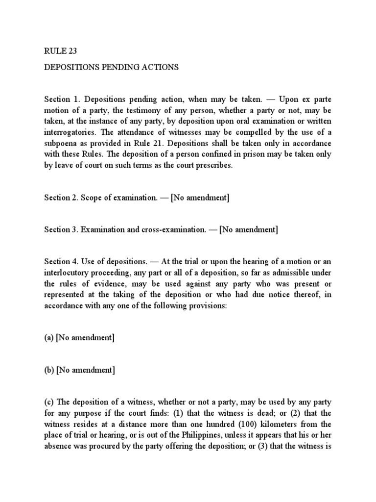 Rule 23 | PDF | Deposition (Law) | Evidence