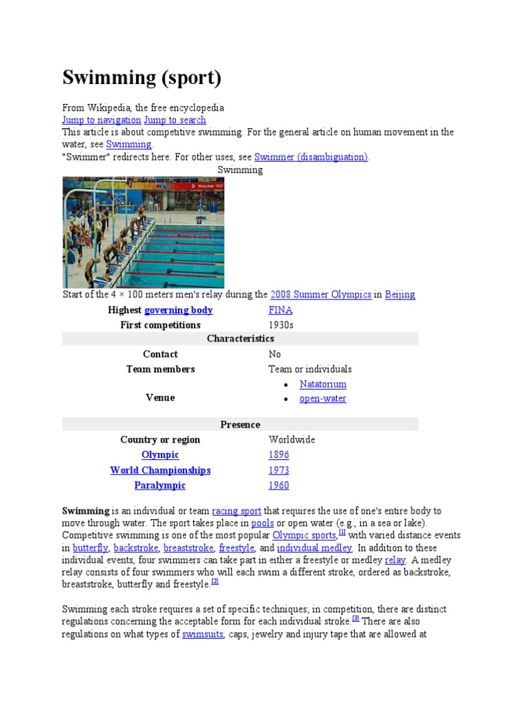 Swimming | PDF | Swimming (Sport) | Swimming