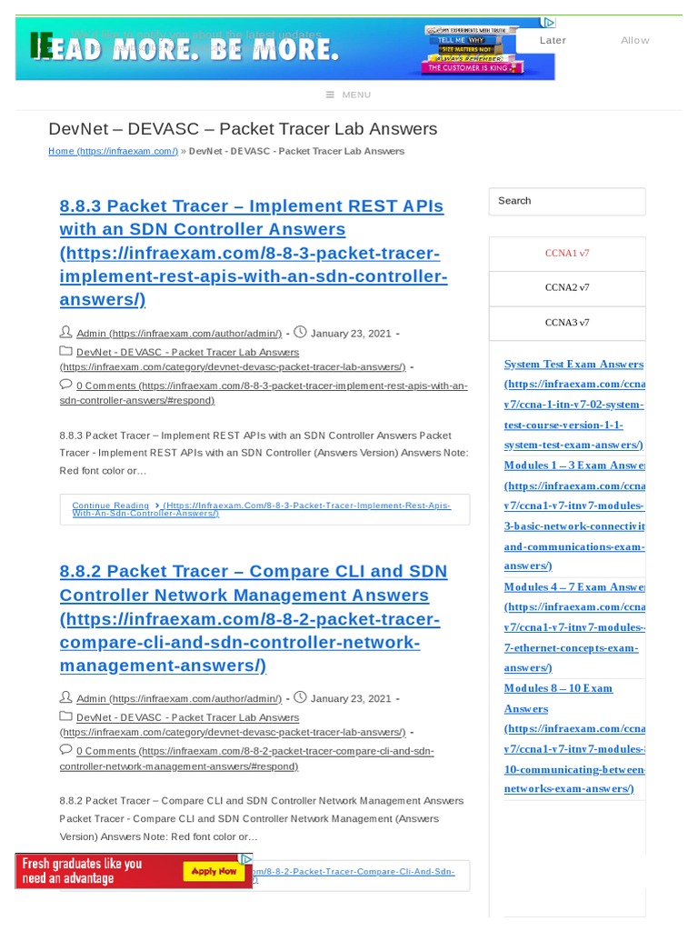 DevNet - DEVASC - Packet Tracer Lab Answers Archives - InfraExam 2022 | PDF | Computing ...