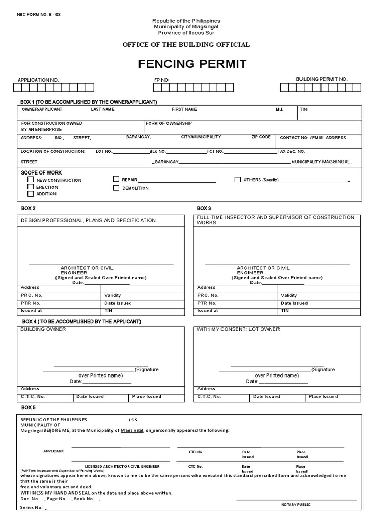 Fencing Permit: Office of The Building Official | Download Free PDF ...