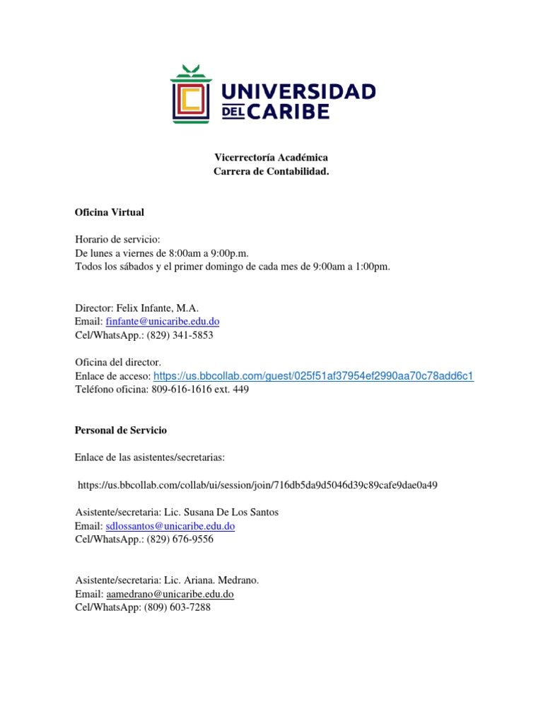 Carrera De Contabilidad Horarios Personal Y Objetivos Pdf