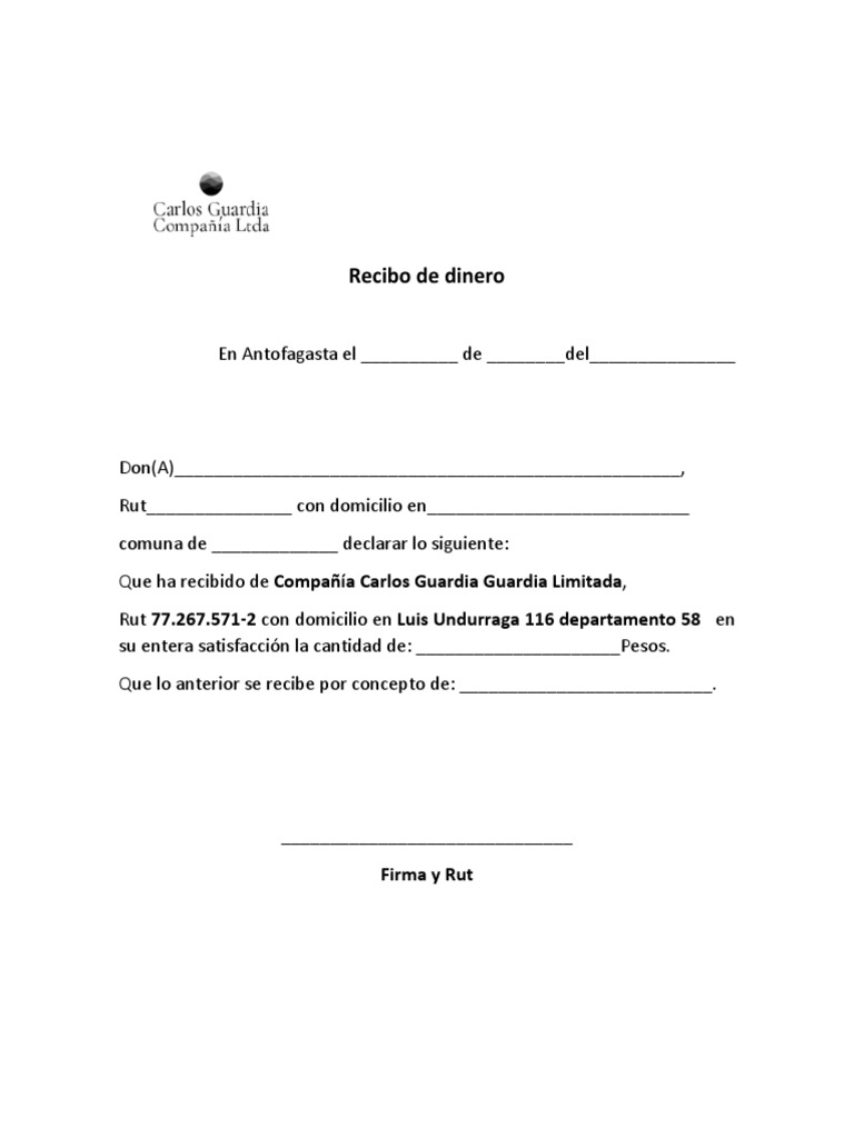 Formato Recibo de Dinero | PDF