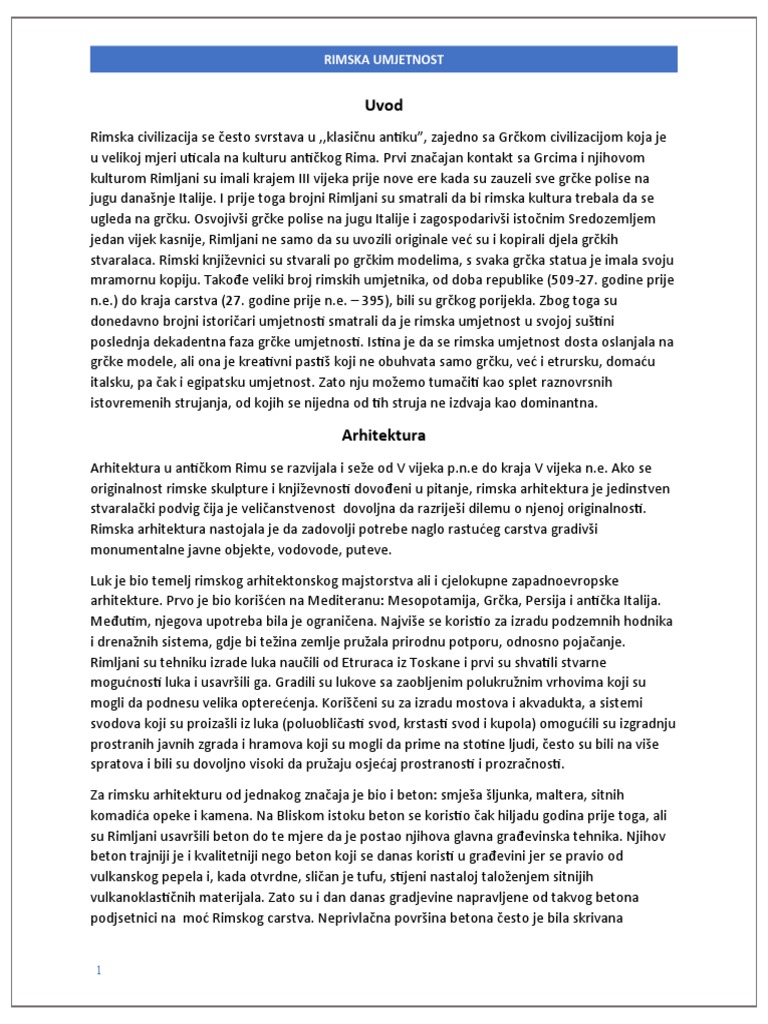 Rimska Umjetnost | PDF