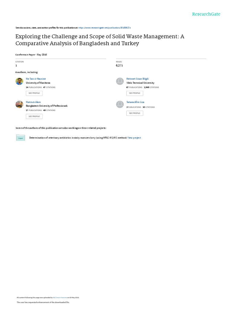 Exploring The Challenge and Scope of Solid Waste Management: A ...
