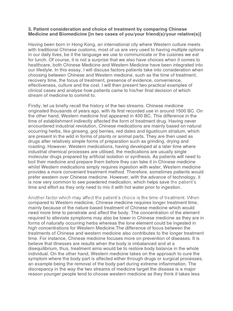 Chinese vs. Western Medicine Choices | PDF | Traditional Chinese ...