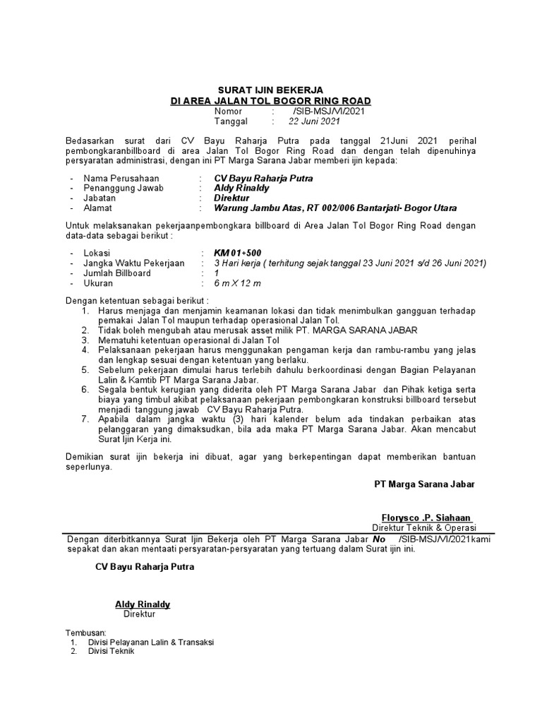 Surat Ijin Bekerja | PDF