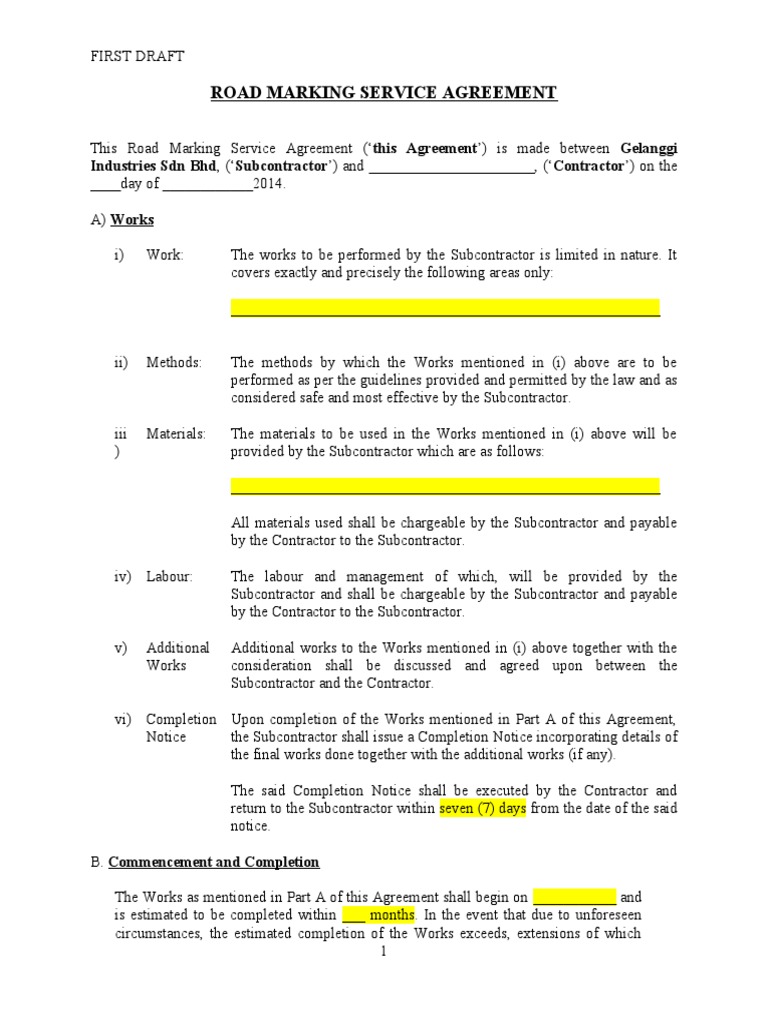 Road Marking Service Agreement | PDF | Economies | Government