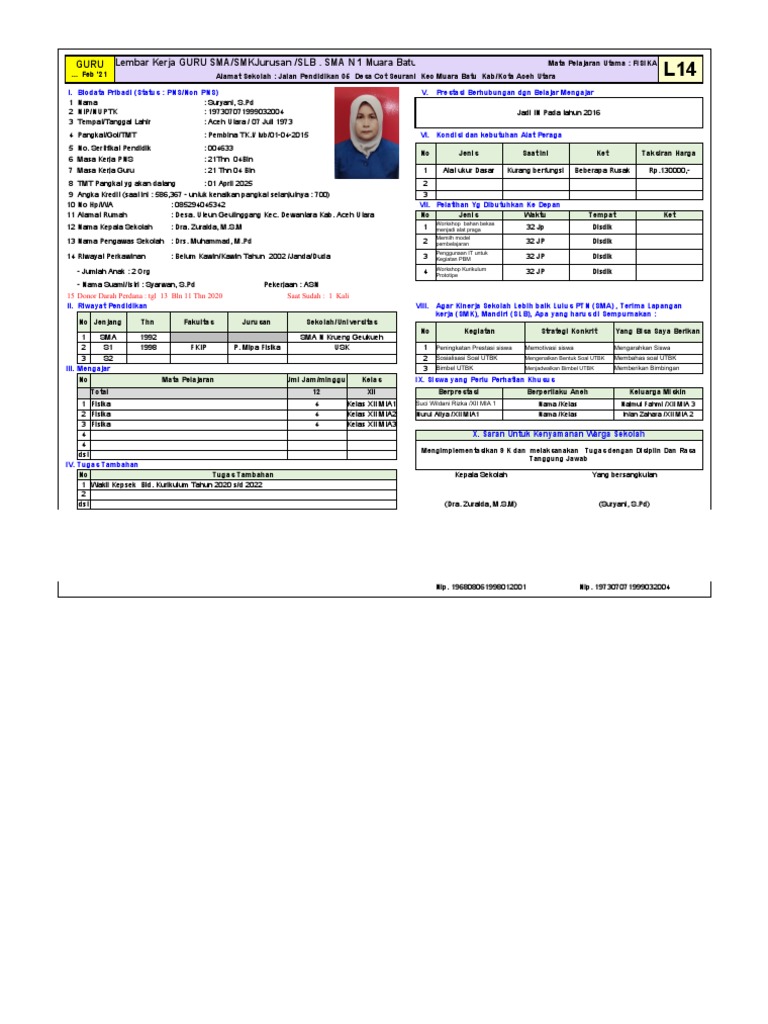 Lembar Kerja Guru (L14) | PDF