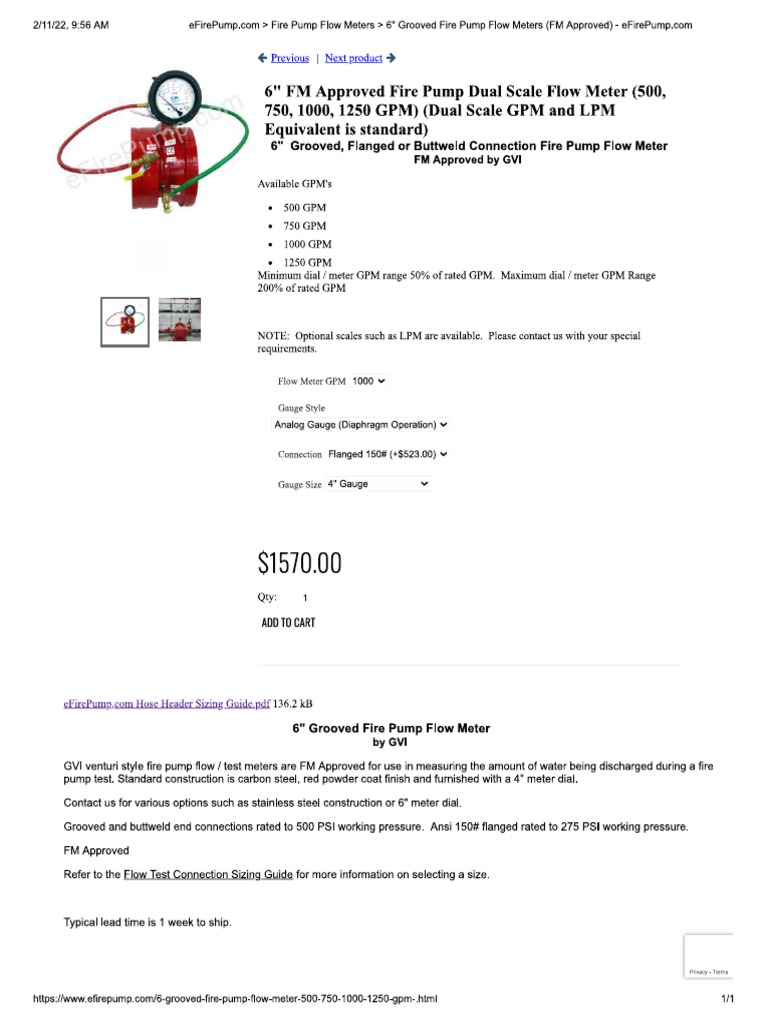 Fire Pump Flow Meters | PDF | Technology & Engineering