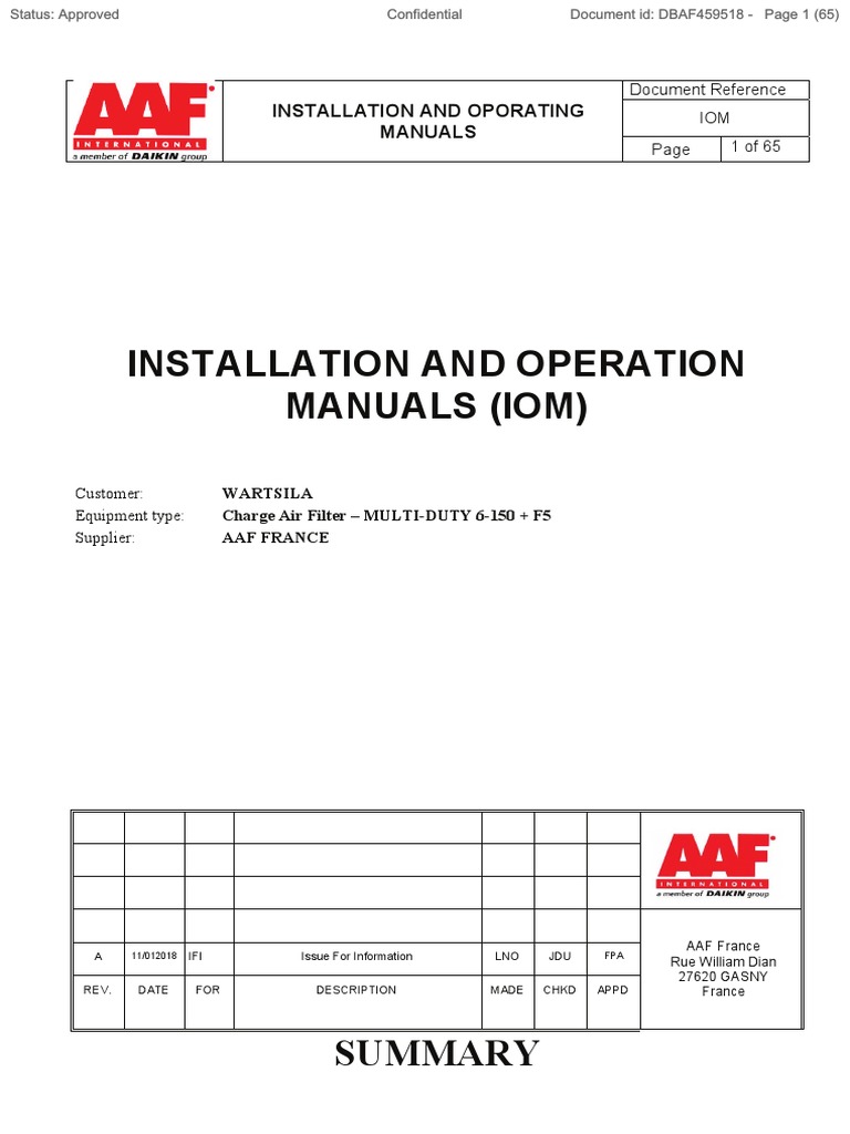 Installation and Operation Manuals (Iom) | PDF