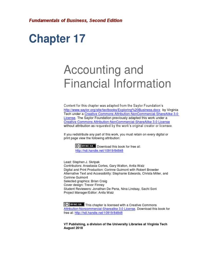 Accounting and Financial Information: Fundamentals of Business, Second ...