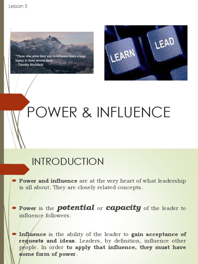 Power and Influence in Leadership | PDF | Power (Social And Political ...