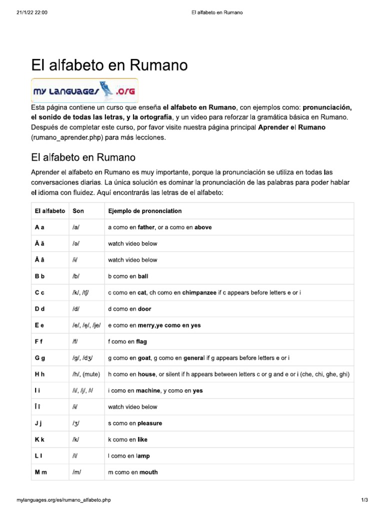 Rumano Alfabeto | PDF