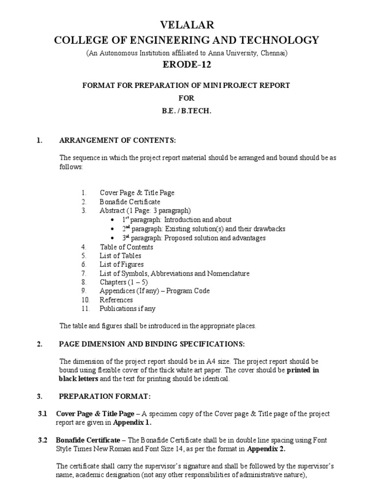 VCET UG Mini Project Report Model 12-10-19 | PDF | Thesis