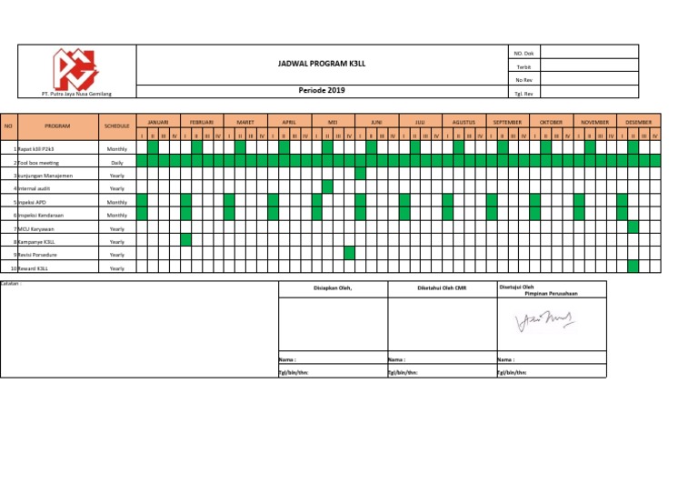 Jadwal Program Kerja K3LL | PDF