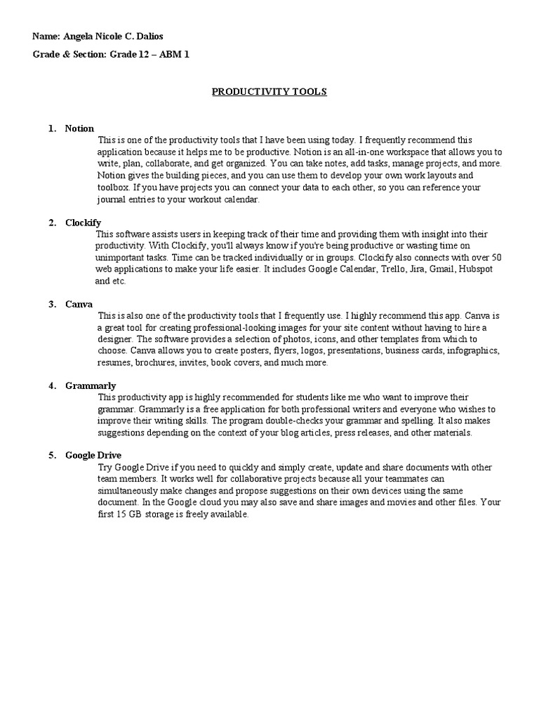 Emtech Productivity Tools | PDF | Software | Information Technology ...