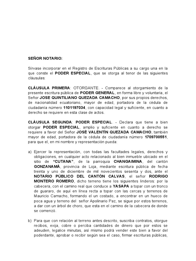 Modelo de Poder Especial Notarial | PDF | Justicia | Crimen y violencia
