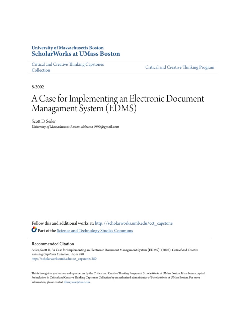 A Case For Implementing An Electronic Document Managament System (EDMS ...