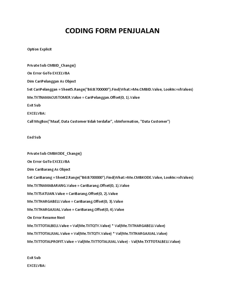Coding Form Penjualan | PDF | Computer Programming | Software Engineering