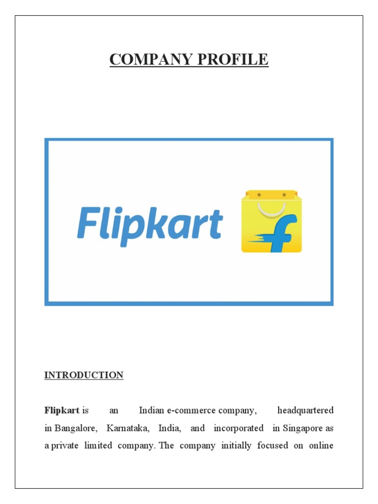Flipkart Company Profile: India's Leading E-commerce Platform | PDF | E ...