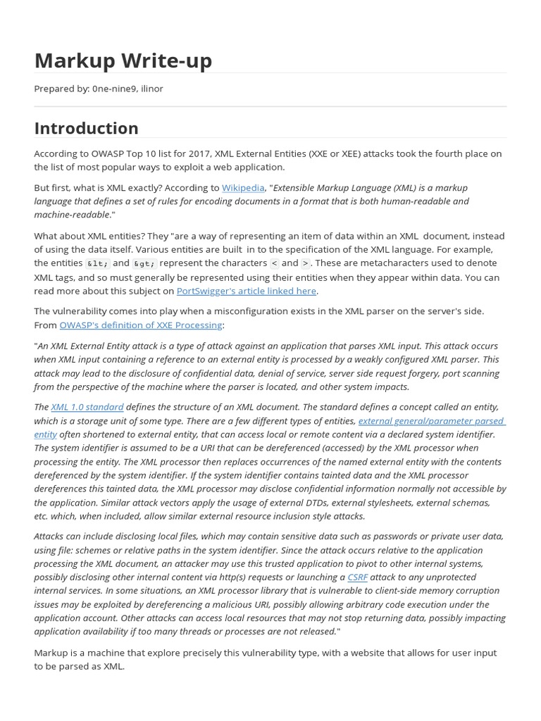 Markup Write-Up: Wikipedia | Download Free PDF | Xml | Computer File