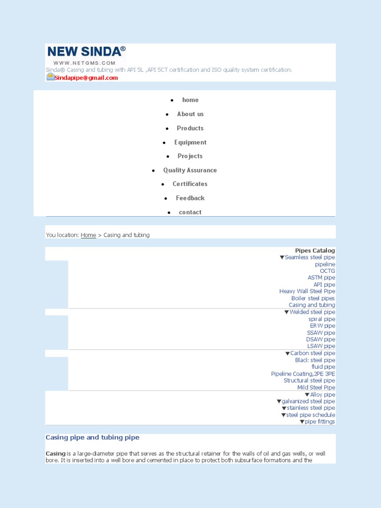 Sinda® Casing and Tubing With API 5L, API 5CT Certification and ISO ...