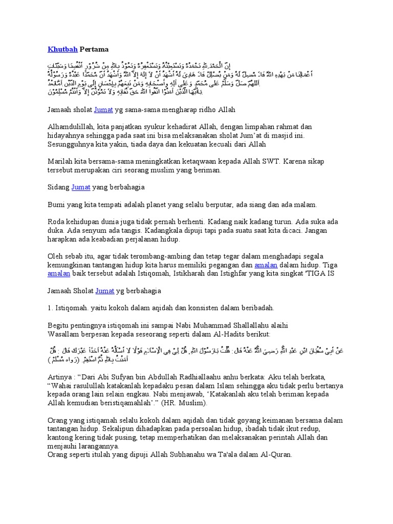 Khutbah Jumat Besok 1 | PDF