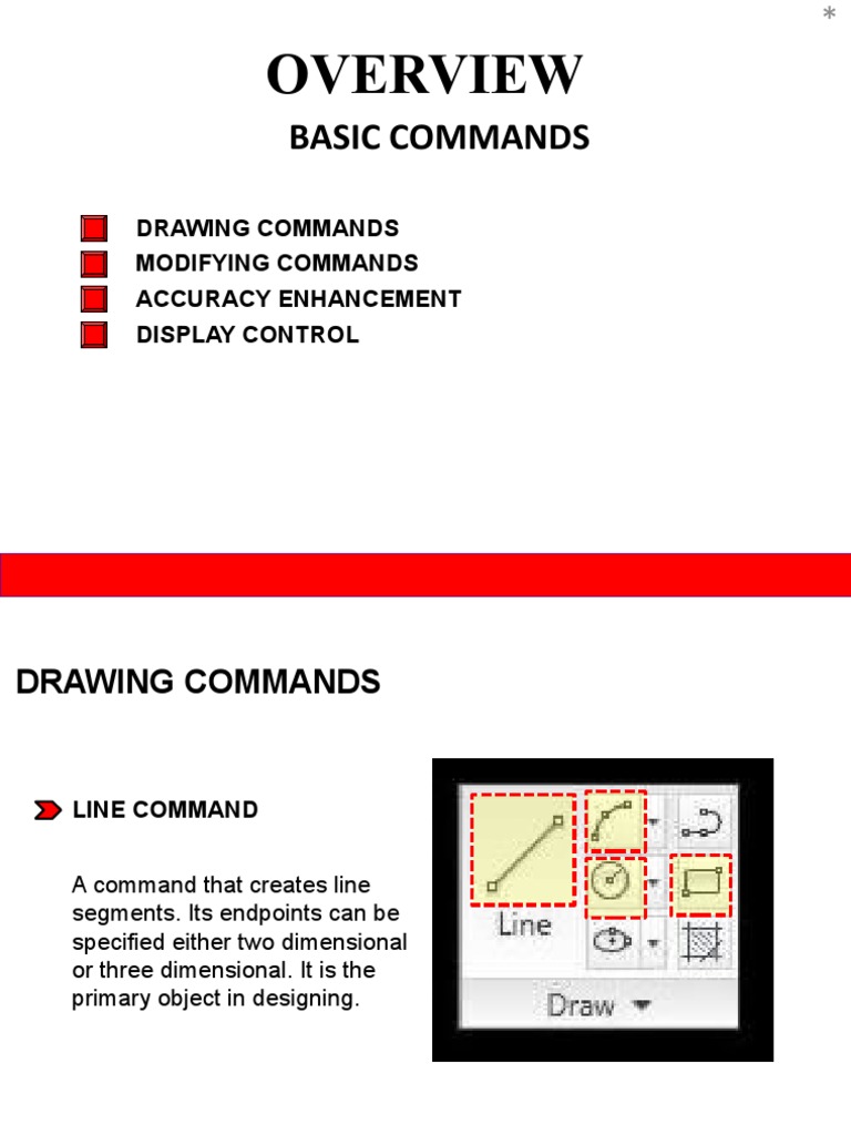Basic Commands: Drawing Commands Modifying Commands Accuracy Enhancement Display Control | PDF