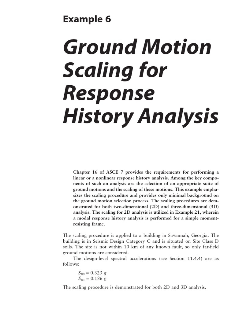 Ground Motion Scaling For Response History Analysis Example 6 Pdf Earthquakes Spectrum