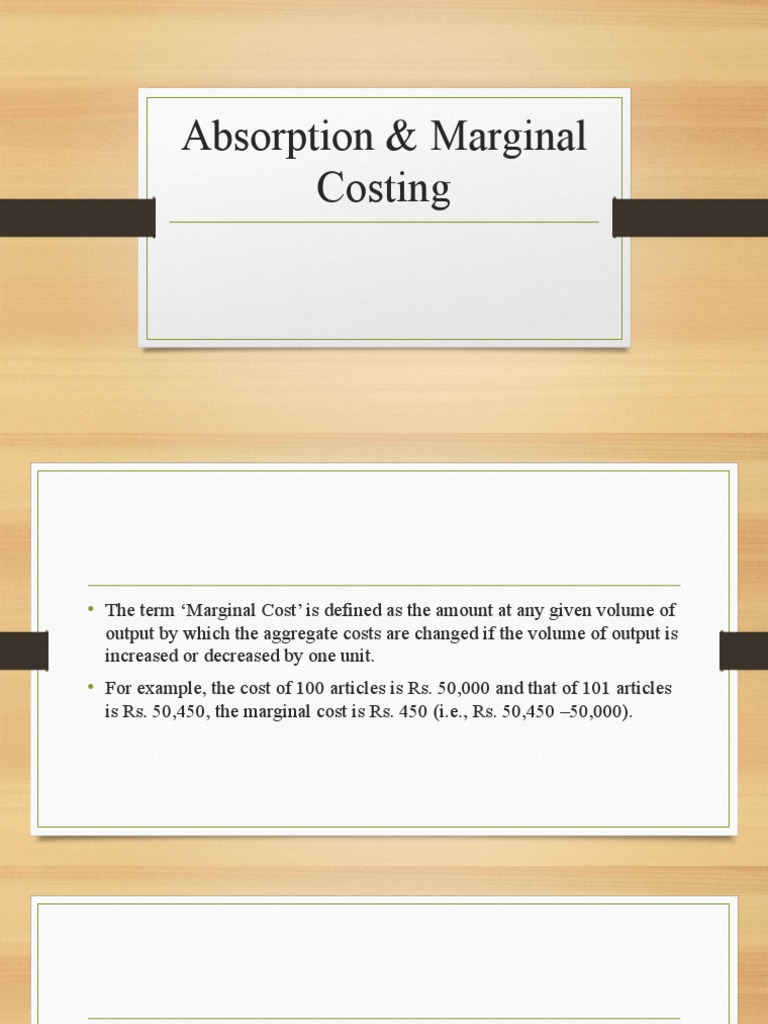 Absorption & Marginal Costing | PDF | Marginal Cost | Cost