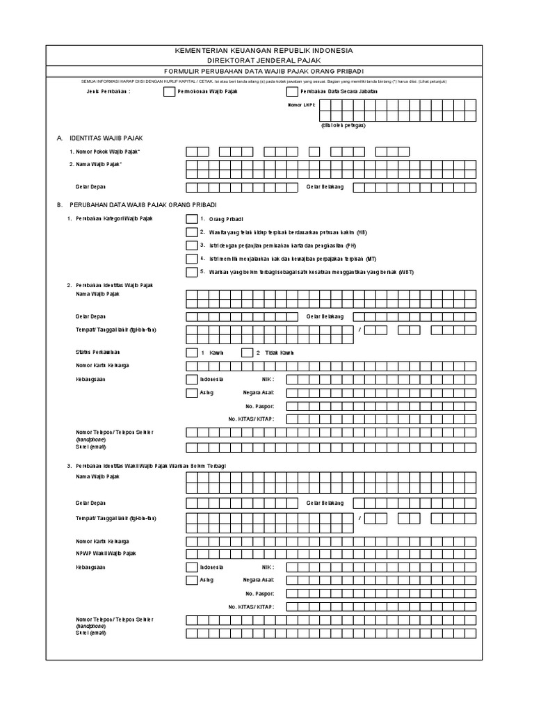 Formulir Perubahan Data OP | PDF