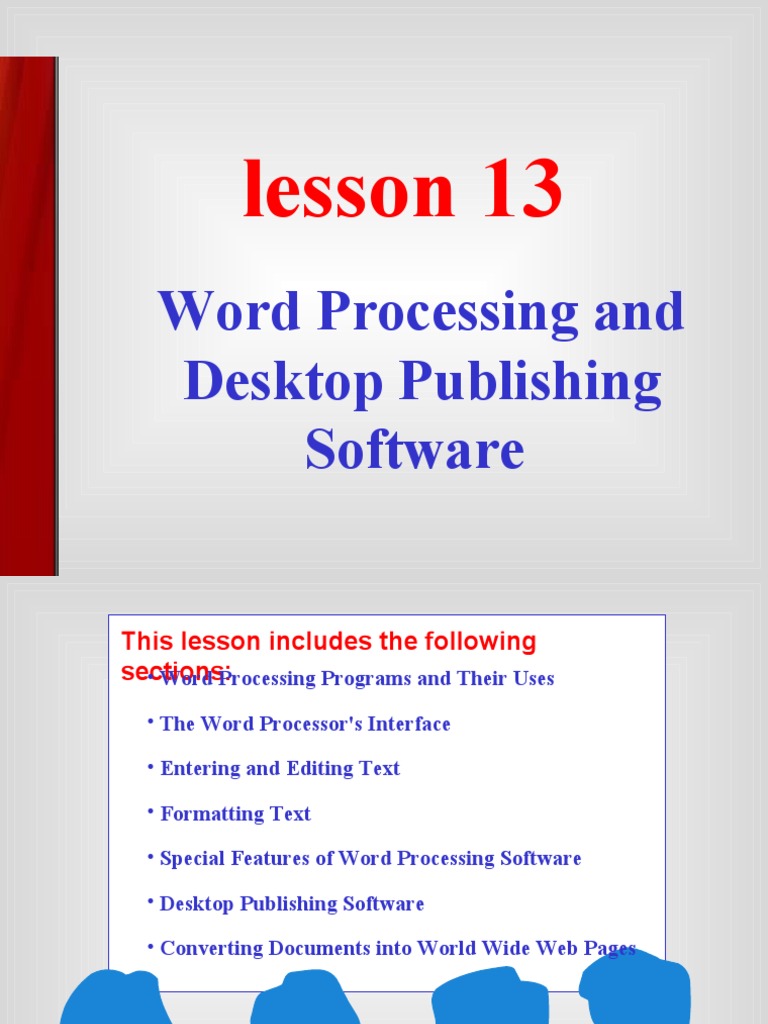 Lesson 13: Word Processing and Desktop Publishing Software | PDF | Html ...