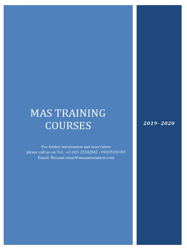 Mas Training Courses: For Further Information and Reservation Please ...