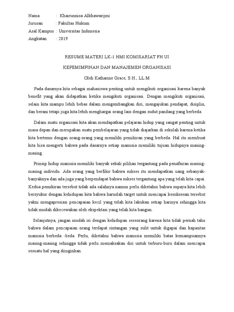 Resume KMO HMI | PDF | Karier & Perkembangan