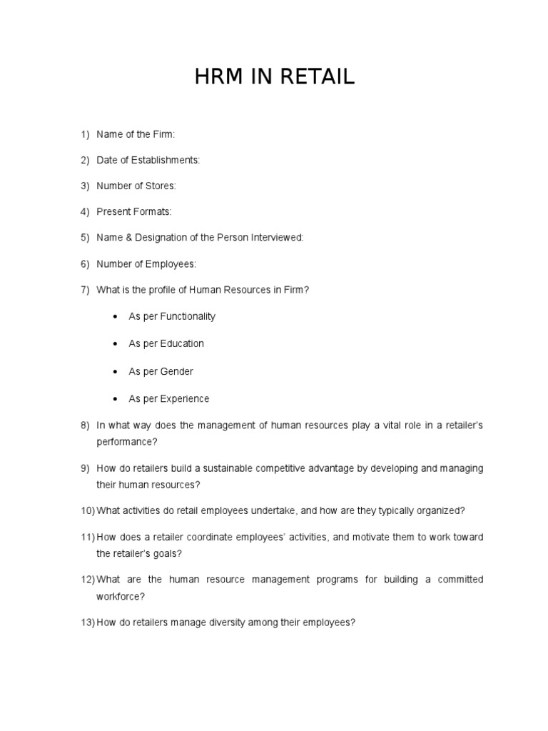 Questionnaire | PDF | Human Resource Management | Human Resources