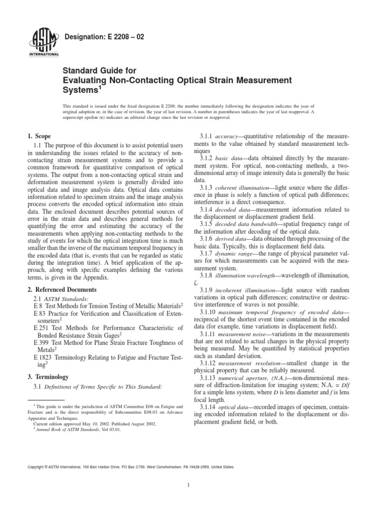 Evaluating Non-Contacting Optical Strain Measurement Systems | PDF ...