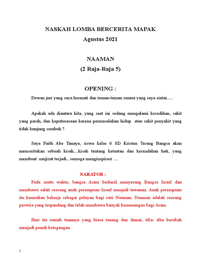 Naskah Lomba Bercerita Mapak Final | PDF