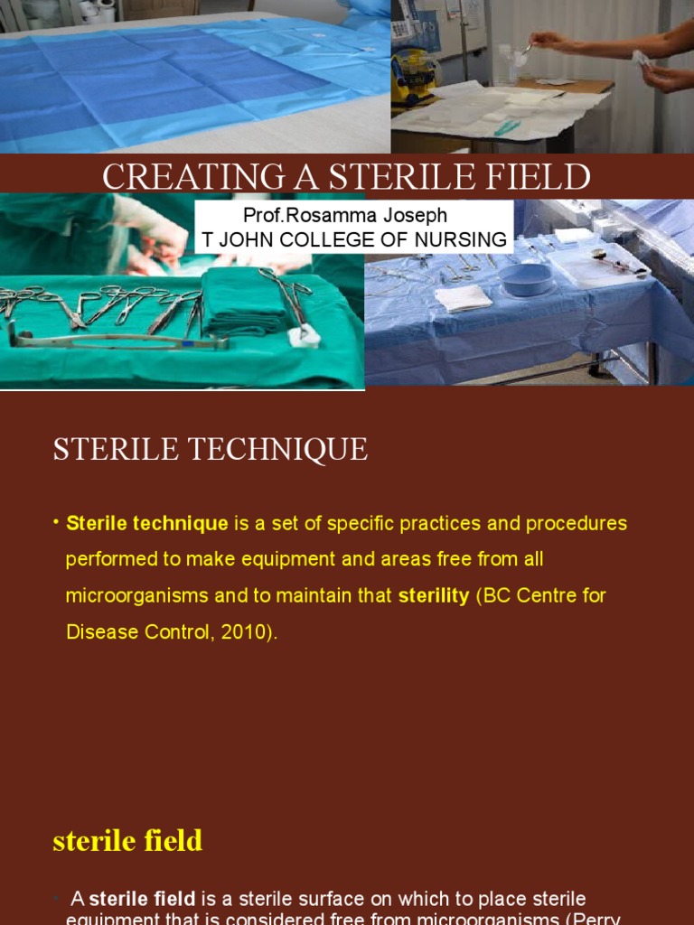 Establishing a Sterile Field in Nursing | PDF | Medical Specialties