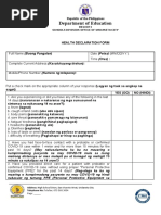 Department of Education: Health Declaration Form | PDF | Diseases And ...