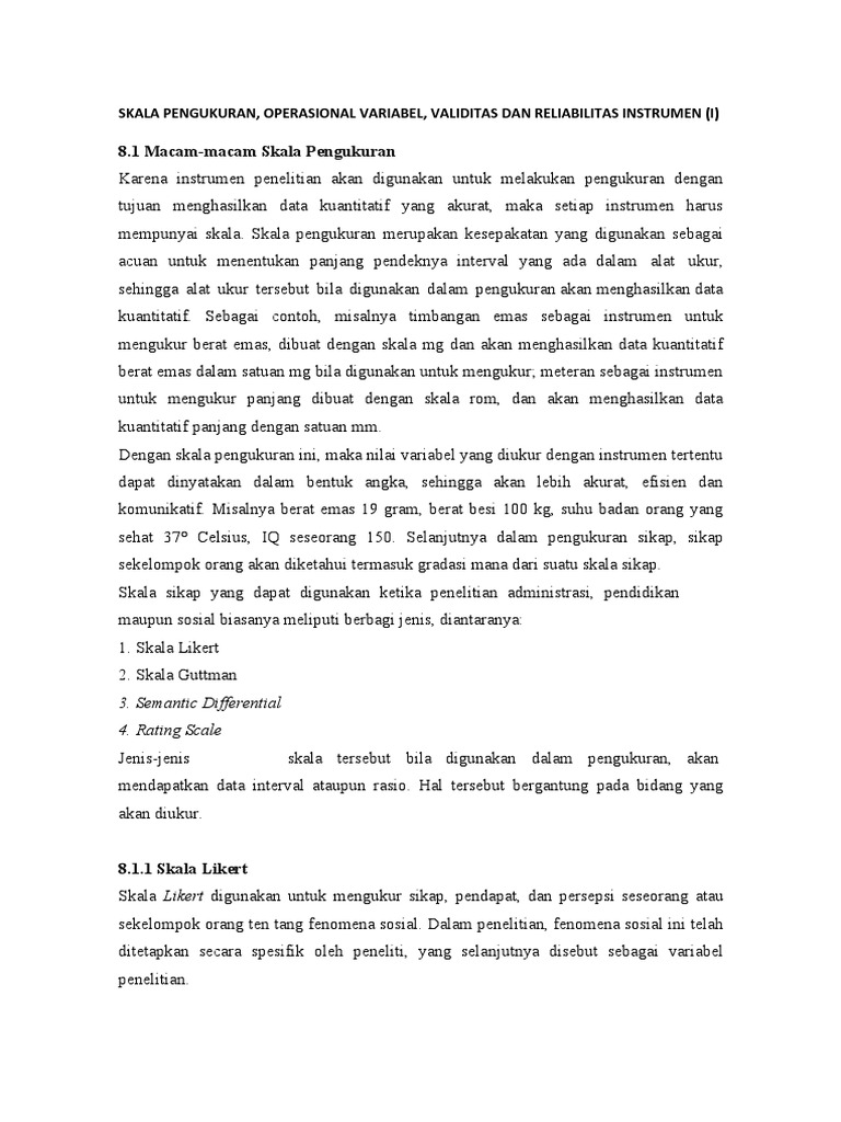 8.1 Macam-Macam Skala Pengukuran | PDF