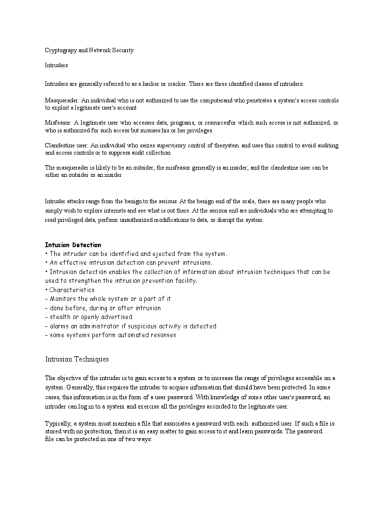 Intrusion Techniques: Intusion Detection | PDF | Computer Virus | Password