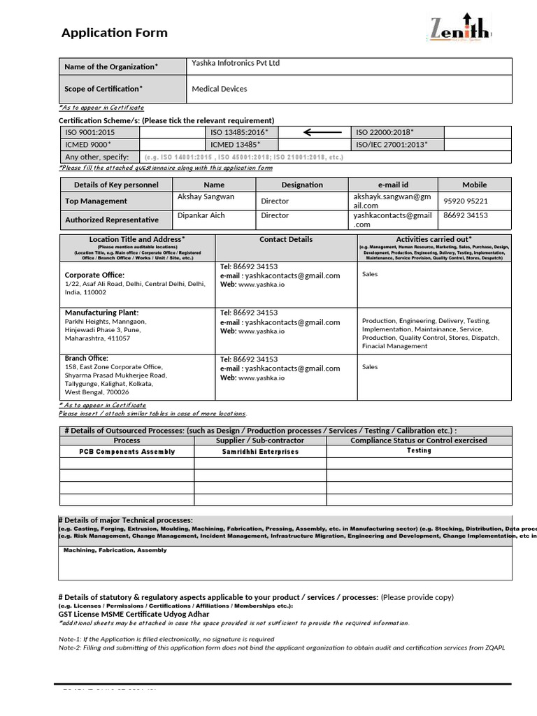 Application Form: (E.g. ISO 14001:2015, ISO 45001:2018 ISO 21001:2018 ...
