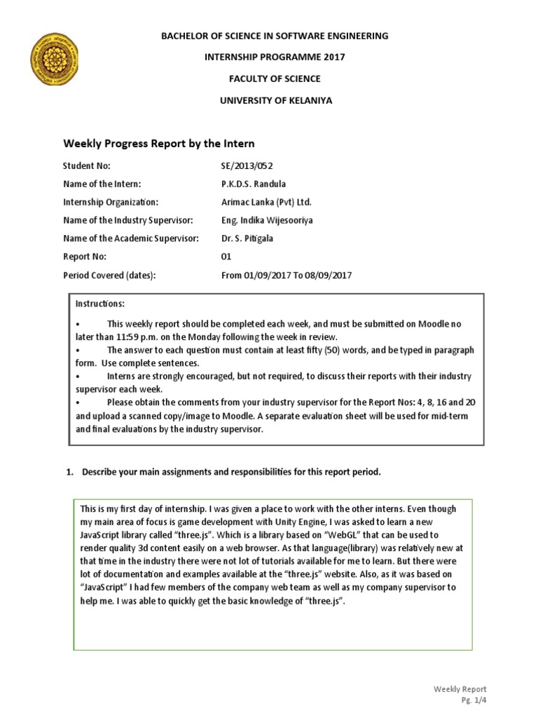 Weekly Progress Report - Week 01 | PDF | Internet & Web | World Wide Web