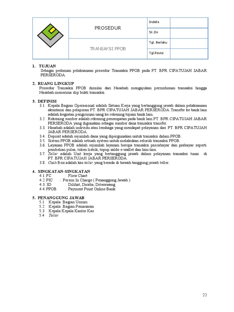Prosedur Transaksi PPOB di Bank Jateng | PDF